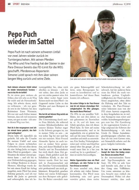 Pepo Puch wieder im Sattel - Michael Rohrmann