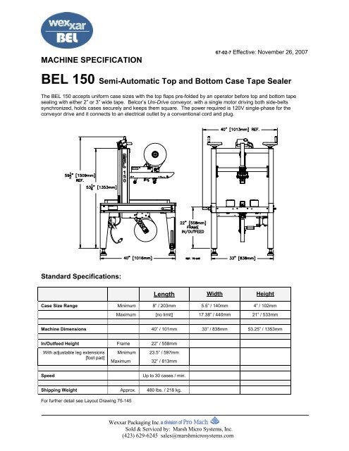 to see the BEL150 Spec Sheet. - Marsh Micro Systems