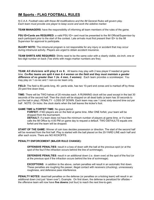 IM Sports - FLAG FOOTBALL Rules