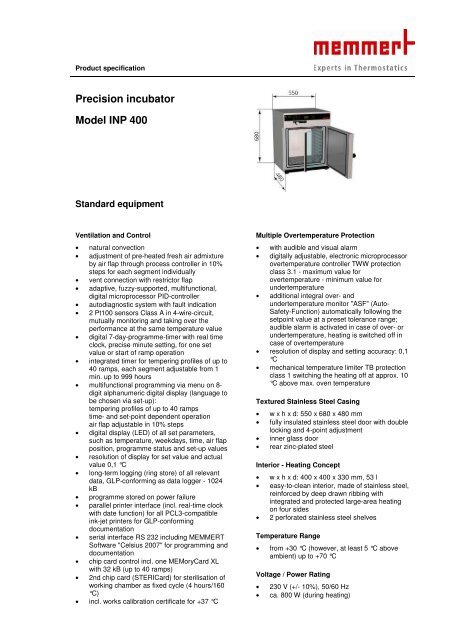 Precision incubator Model INP 400