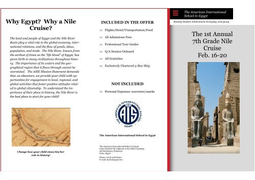 7th Grade Brochure for a Nile Cruise - American International ...