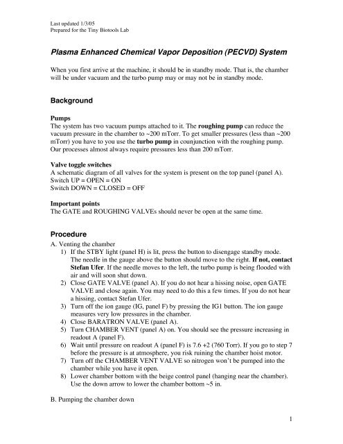 Plasma Enhanced Chemical Vapor Deposition (PECVD) System