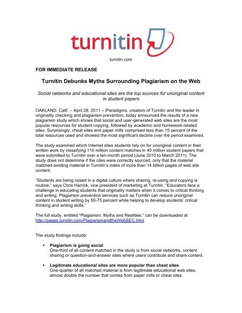 Plagiarism and the Web - Turnitin