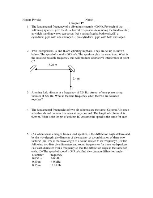 Chapter 17 Review Sheet