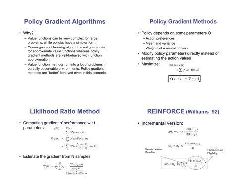 Policy Gradient Algorithms