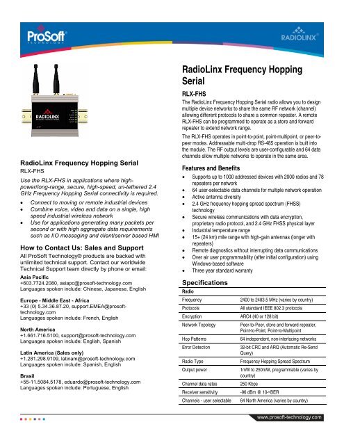 RadioLinx Frequency Hopping Serial - ProSoft Technology