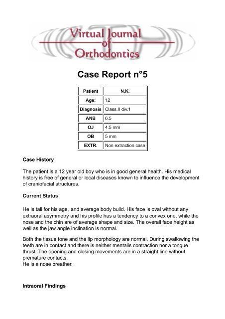 Case Report nÂ°5 - Virtual Journal of Orthodontics