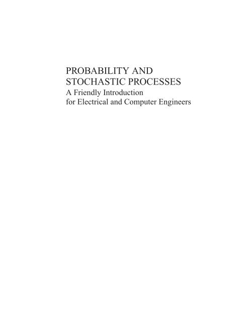 Probability and stochastic processes - the College of Engineering