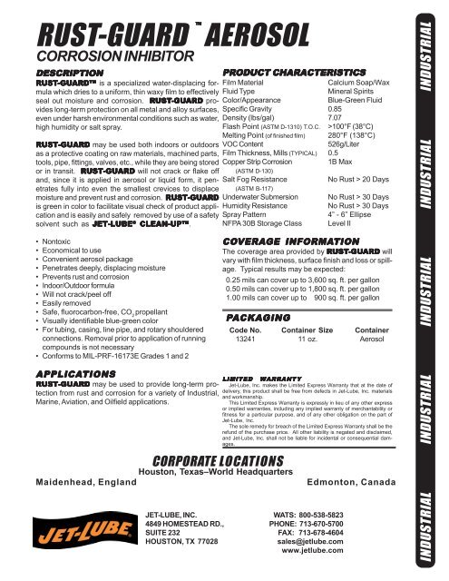 Download Jet Lube RUST-GUARD™ Material Safety Data Sheet