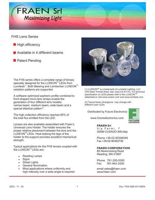 FHS Lens Series - FRAEN Corporation