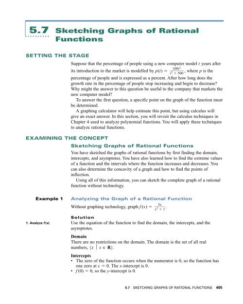 5.7 Sketching Graphs of Rational Functions