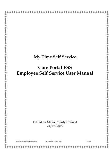 Core Portal ESS Employee Self Service User Manual - Mayo County ...