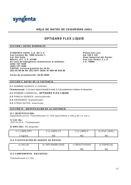 OPTIGARD FLEX LIQUID - Syngenta