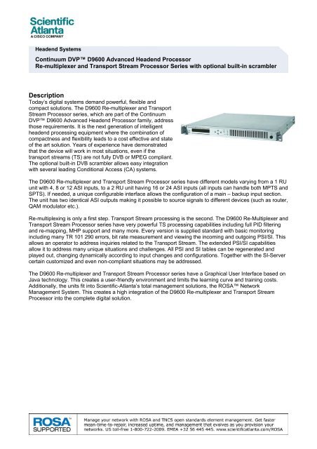 Continuum DVP D9600 Advanced Headend Processor ... - Tulsat