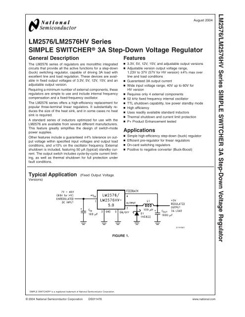 LM2576/LM2576HV Series SIMPLE SWITCHERÂ® 3A Step-Down ...