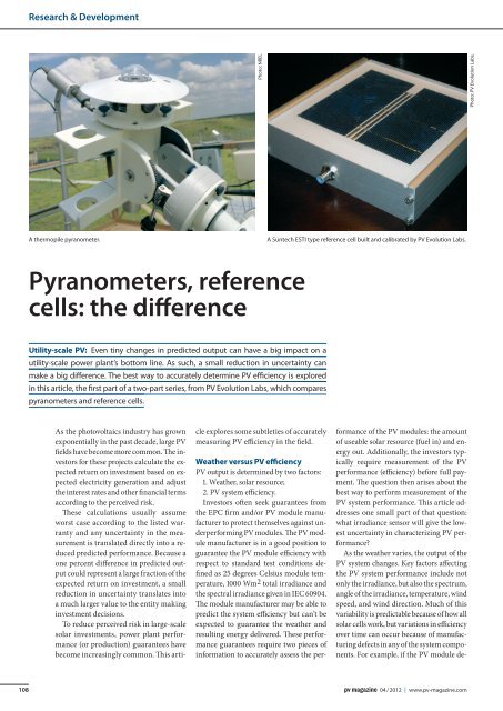 Pyranometers, reference cells: the difference - PV Evolution Labs