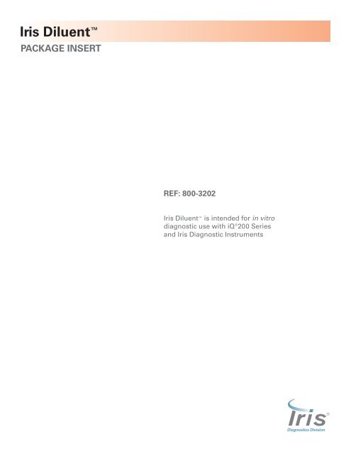 Iris Diluentâ ¢ PACKAGE INSERT - IRIS Diagnostics