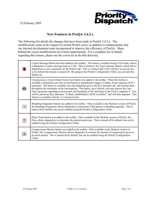 New Features in ProQA 3.4.2.x - Priority Dispatch Corporation