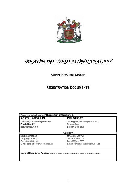 SCM DataBase Application Form & Attachments - Beaufort West ...