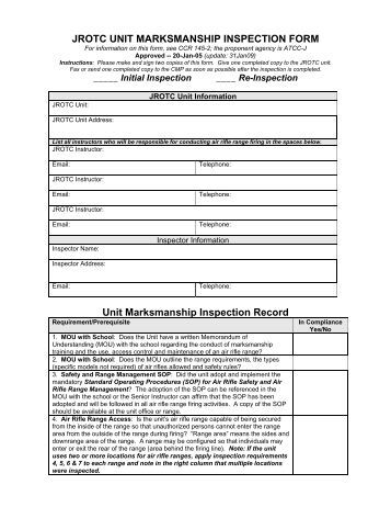 JROTC Air Rifle Marksmanship Cadet Safety Examination--KEY