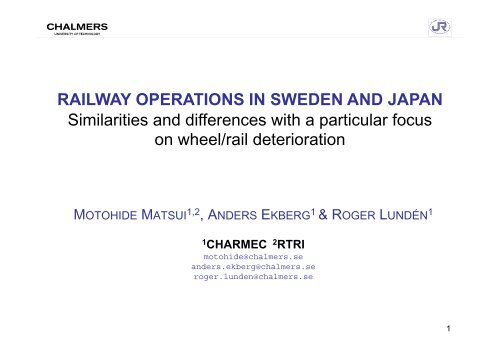 Comparison of rail / wheel specification