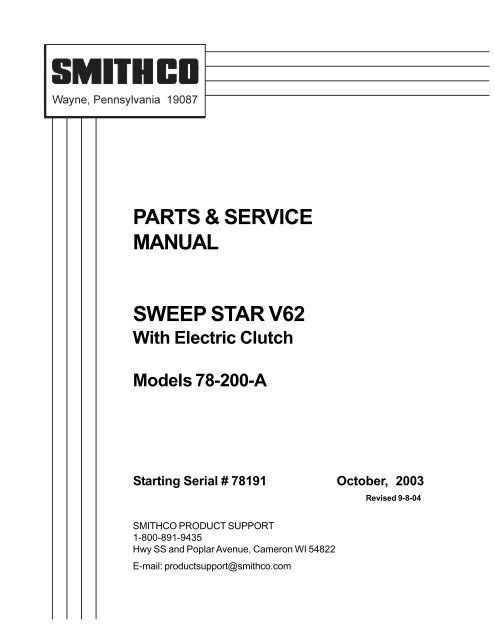 PARTS & SERVICE MANUAL SWEEP STAR V62 With ... - Smithco