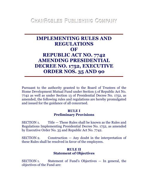 implementing rules and regulations of republic act no. 7742 ...
