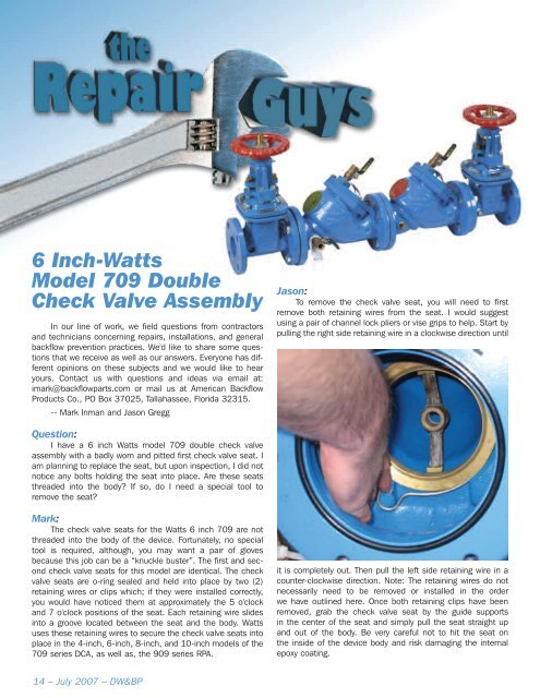 6 Inch-Watts Model 709 Double Check Valve Assembly