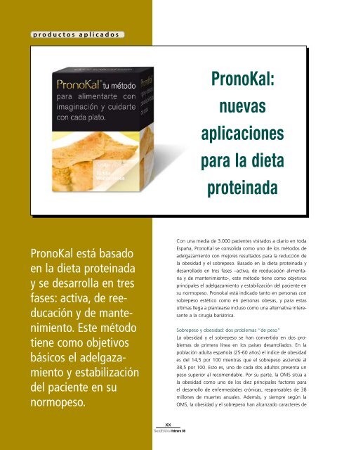 PronoKal: nuevas aplicaciones para la dieta proteinada