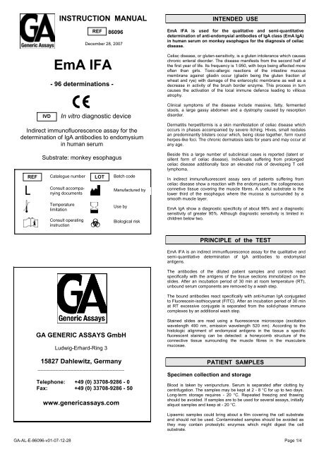 EmA IFA (86096) - GA Generic Assays GmbH