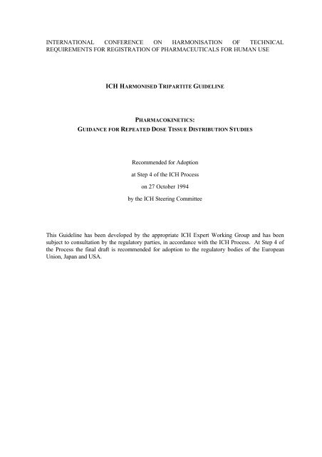 Guidance for Repeated Dose Tissue Distribution Studies