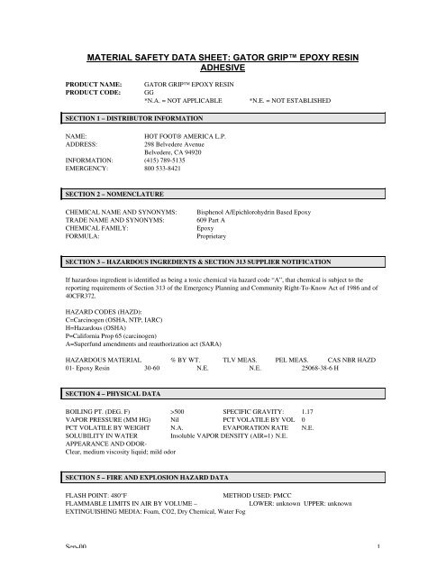 material safety data sheet: gator gripâ ¢ epoxy resin adhesive - Label