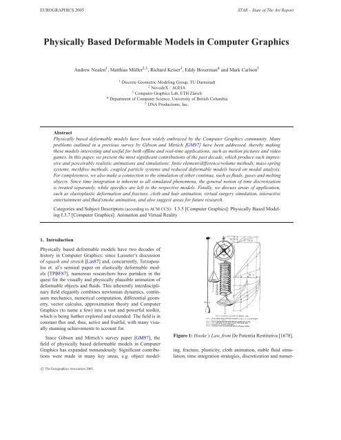 Physically Based Deformable Models in Computer Graphics