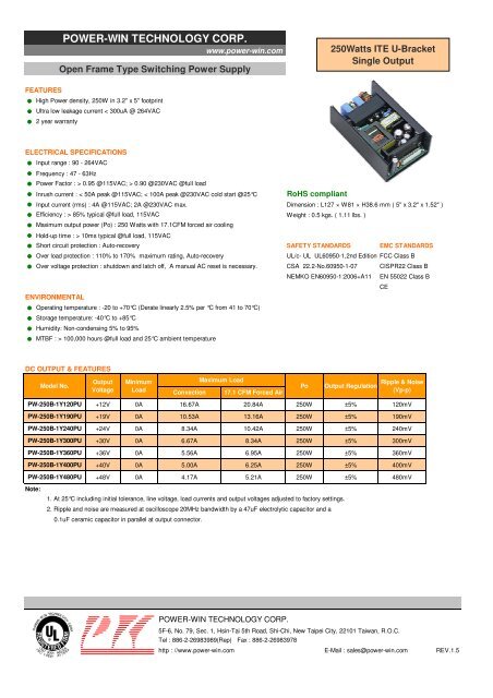 PDF Datasheet(305 KB) - Power-Win Technology Corp.