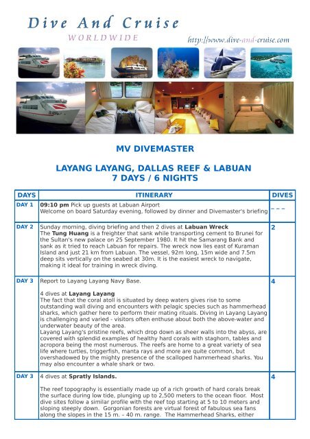 MV DIVEMASTER LAYANG LAYANG, DALLAS REEF & LABUAN 7 ...