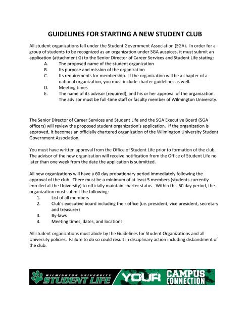 guidelines for starting a new student club - Wilmington University