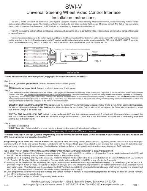 Universal Steering Wheel Video Control Interface Installation ...