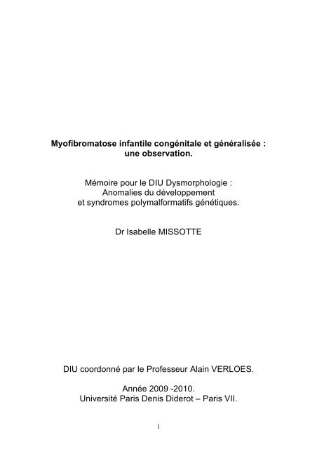 Myofibromatose infantile congÃ©nitale et gÃ©nÃ©ralisÃ©e - Centre ...