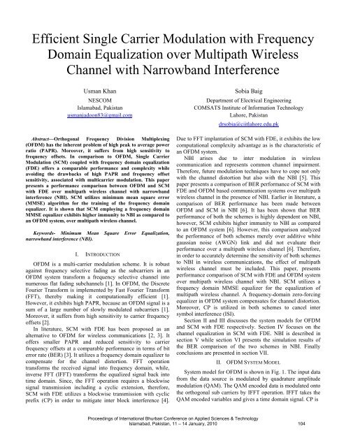 Efficient Single Carrier Modulation With Frequency Domain Ibcast