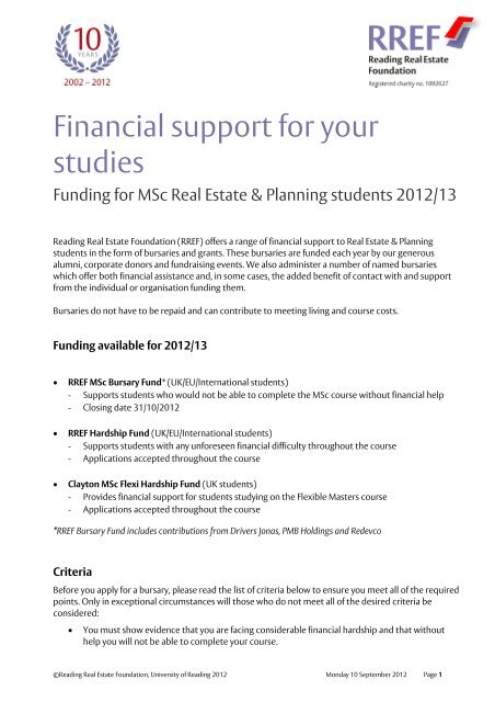 RREF Document Template - University of Reading