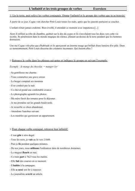 l'infinitif présent et passé