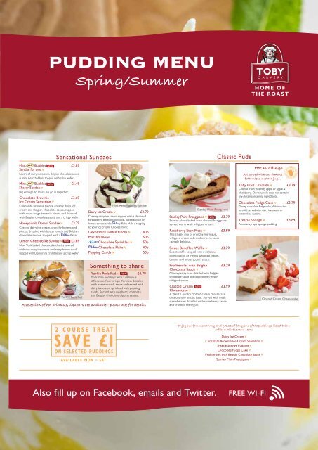 Puddings menu - Toby Carvery