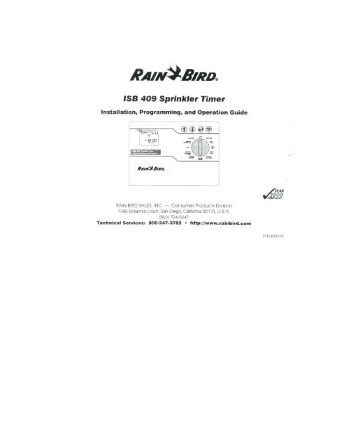 Rain Bird ISB-409 Controller Owner's Manual - Irrigation Direct