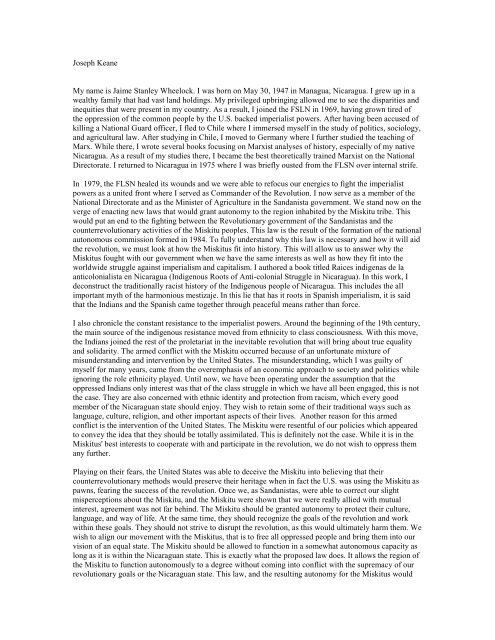 Joseph Keane My name is Jaime Stanley Wheelock. I was born on ...