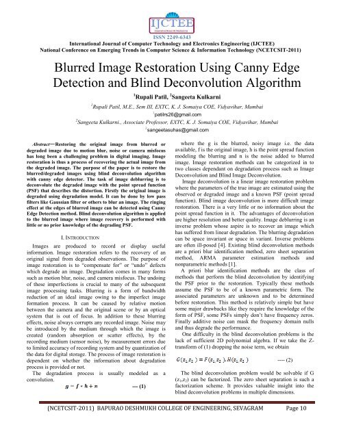 Blurred Image Restoration Using Canny Edge Detection and Blind ...