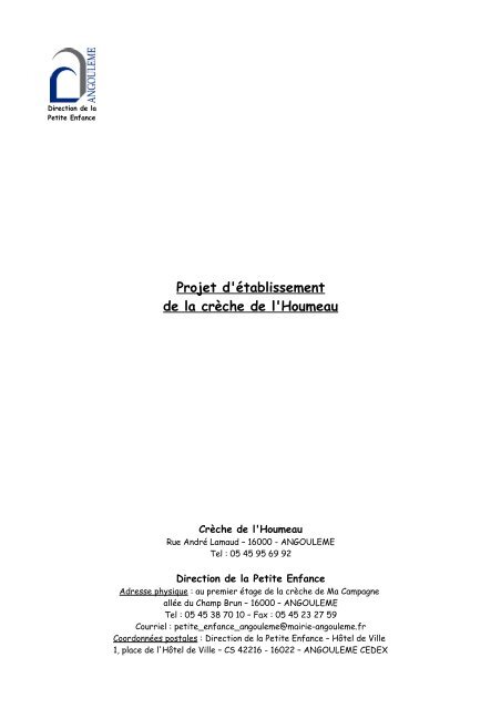 Projet d'Ã©tablissement de la crÃ¨che de l'Houmeau - AngoulÃªme