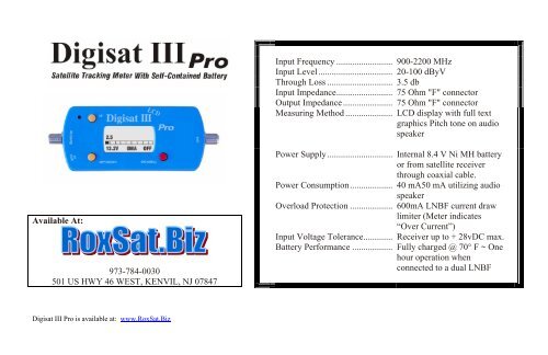 Digisat III Pro manual - roxsat