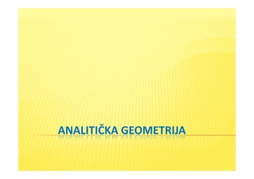 Analiticka geometrija