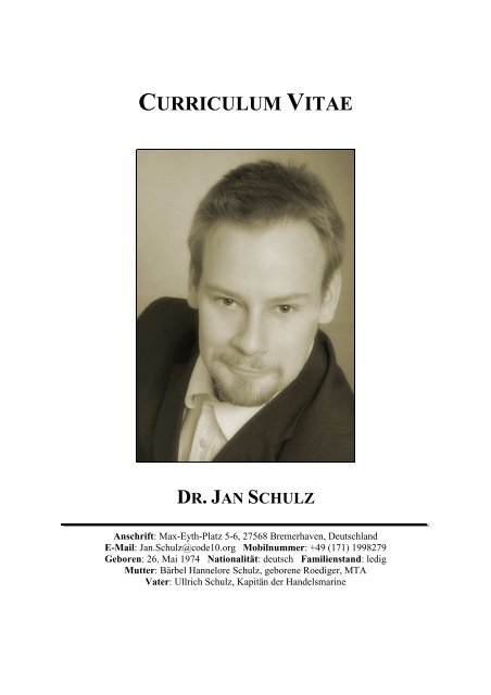curriculum vitae dr. jan schulz