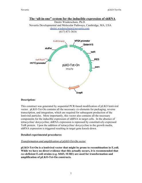 pLKO-Tet-On User Manual revised - Addgene